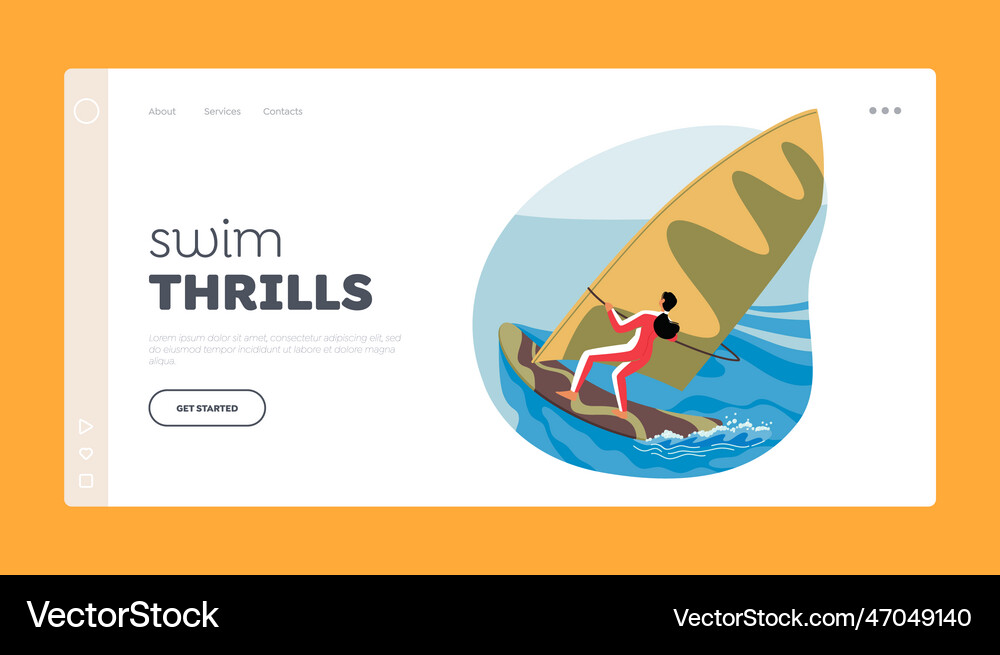 Swim thrill landing page template female Vector Image