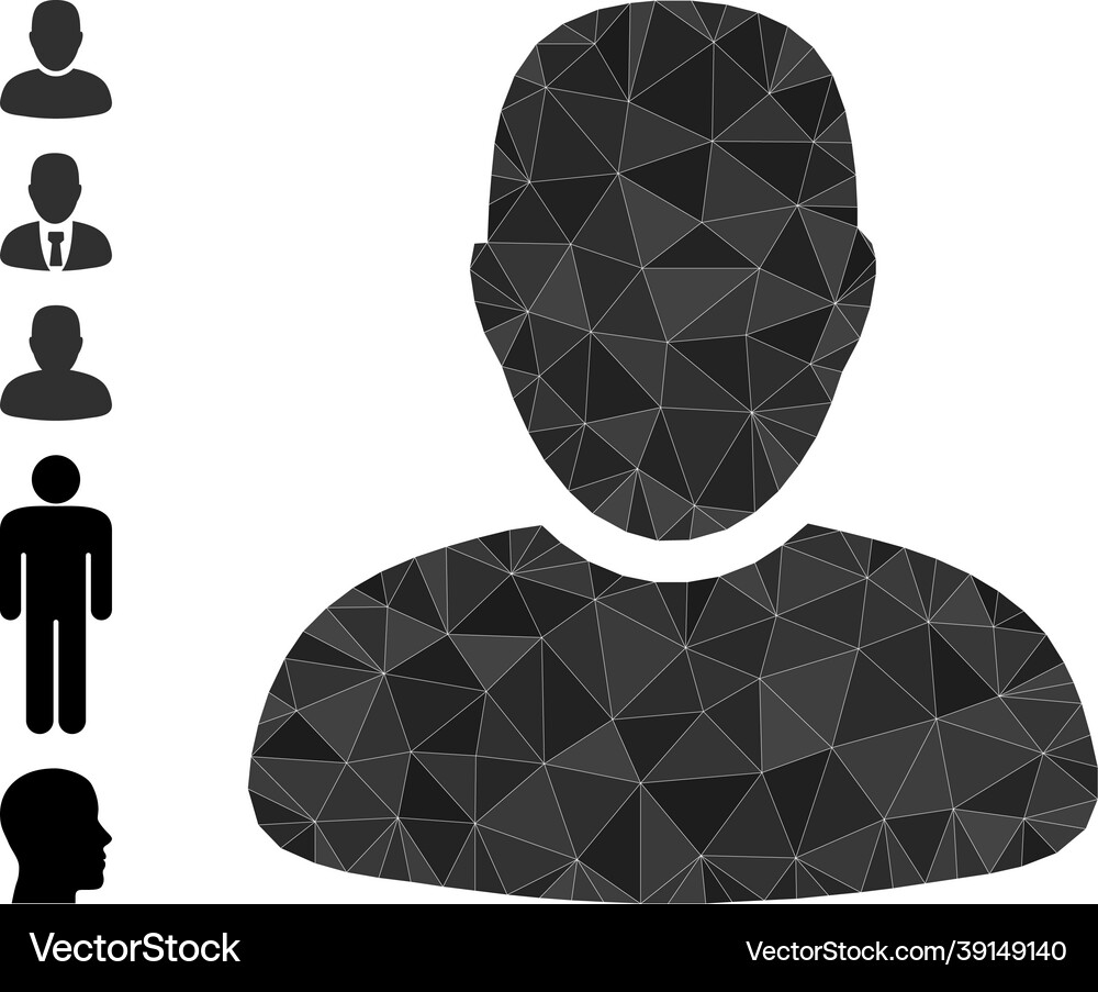 User polygonal icon and other icons Royalty Free Vector