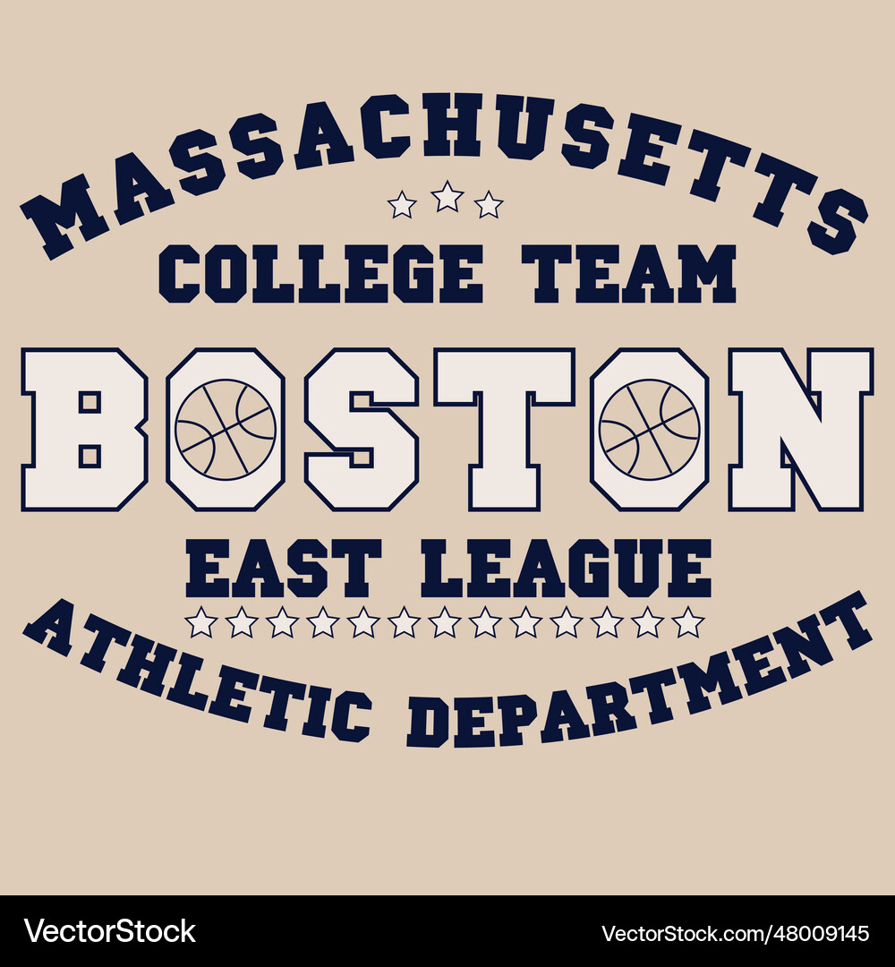 Boston t-shirt stamp graphics athletic apparel Vector Image