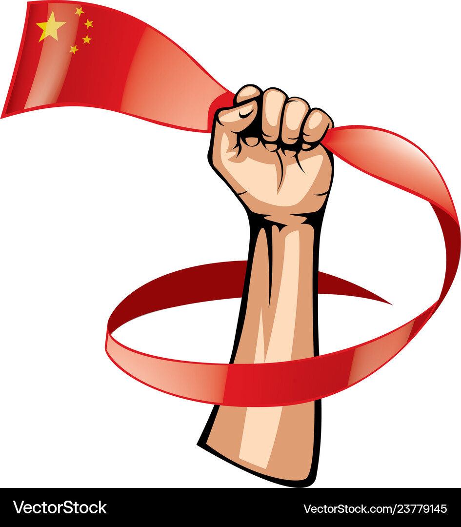 China flag and hand on white background Royalty Free Vector