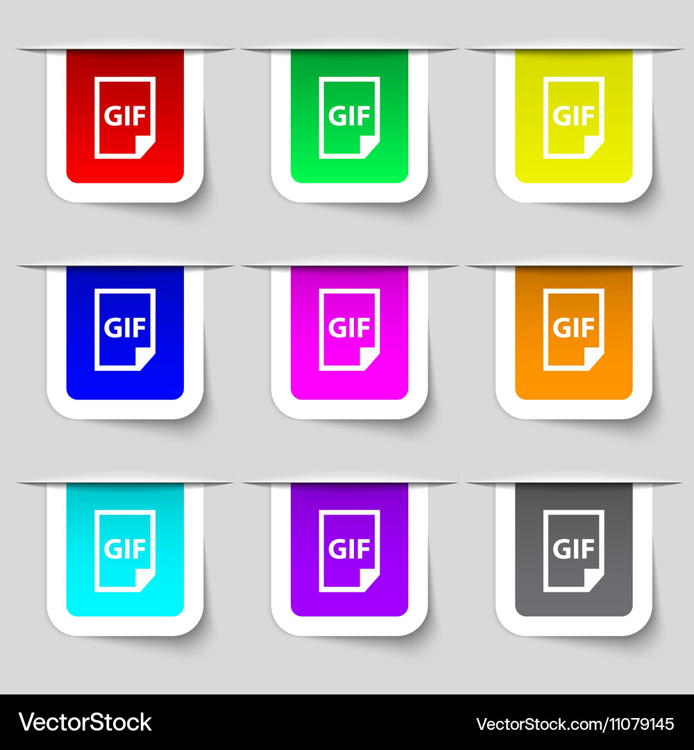 File gif icon sign set multicolored modern Vector Image