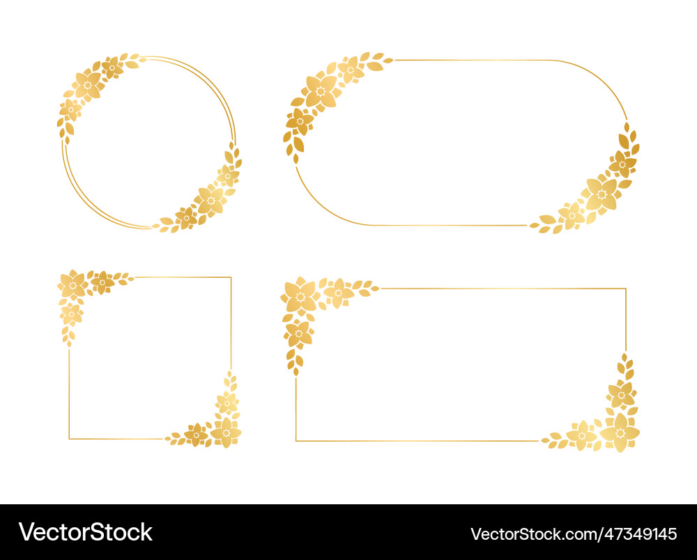 Gold geometric floral frame template set luxury Vector Image