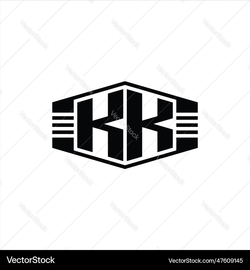 Kk letter logo monogram hexagon emblem shape Vector Image