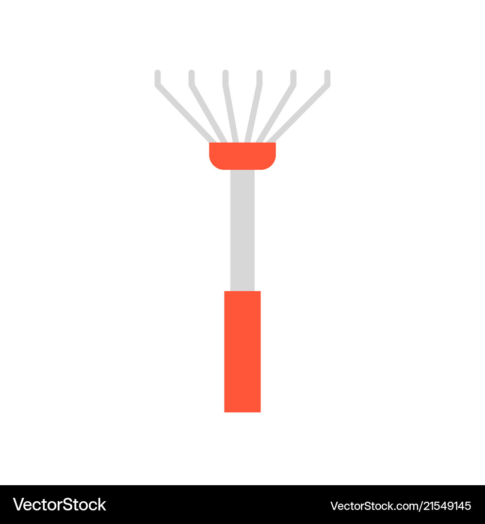 Lawn rake flat icon farming equipment Royalty Free Vector