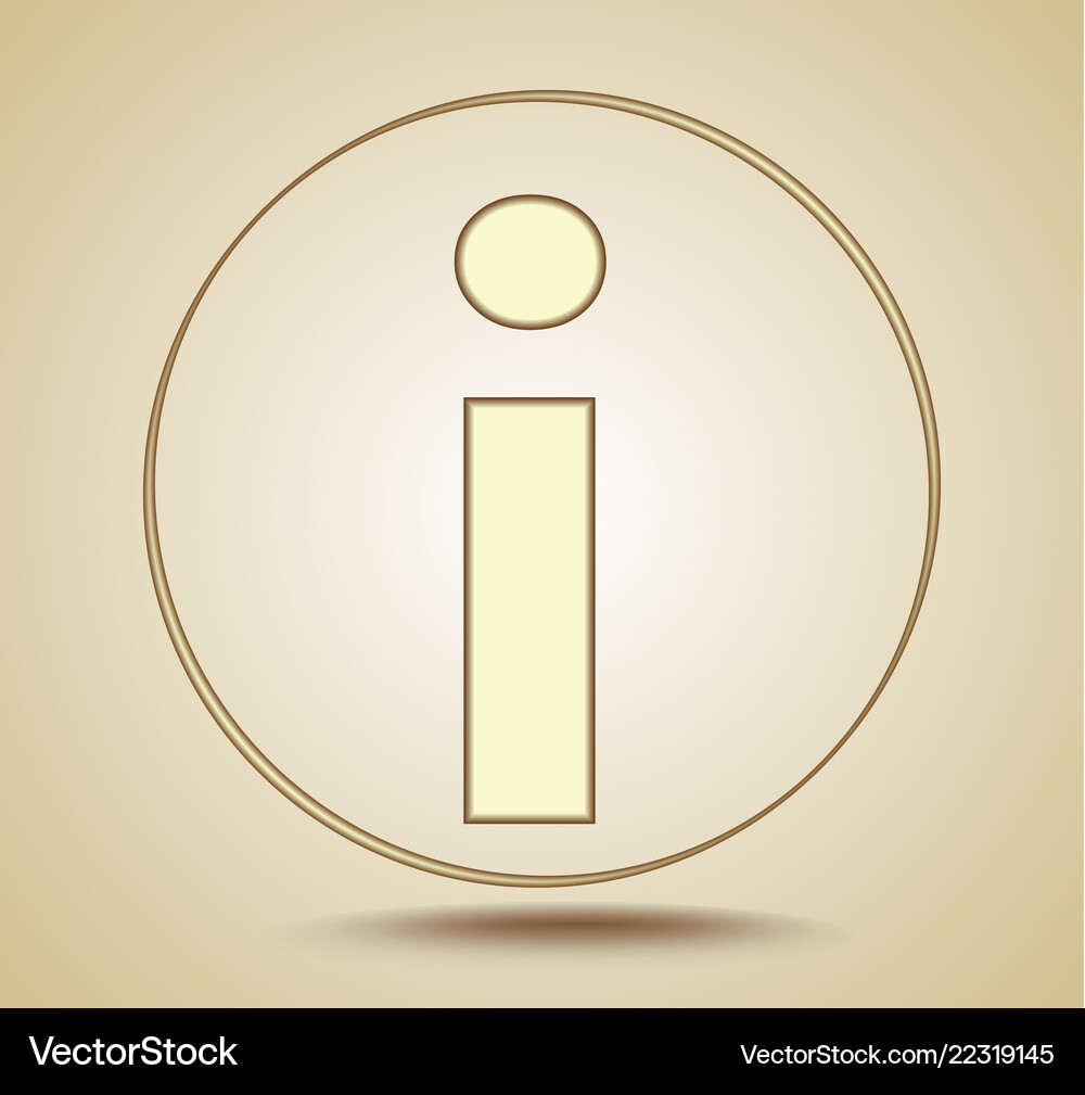 Letter i lowercase round golden icon on light Vector Image