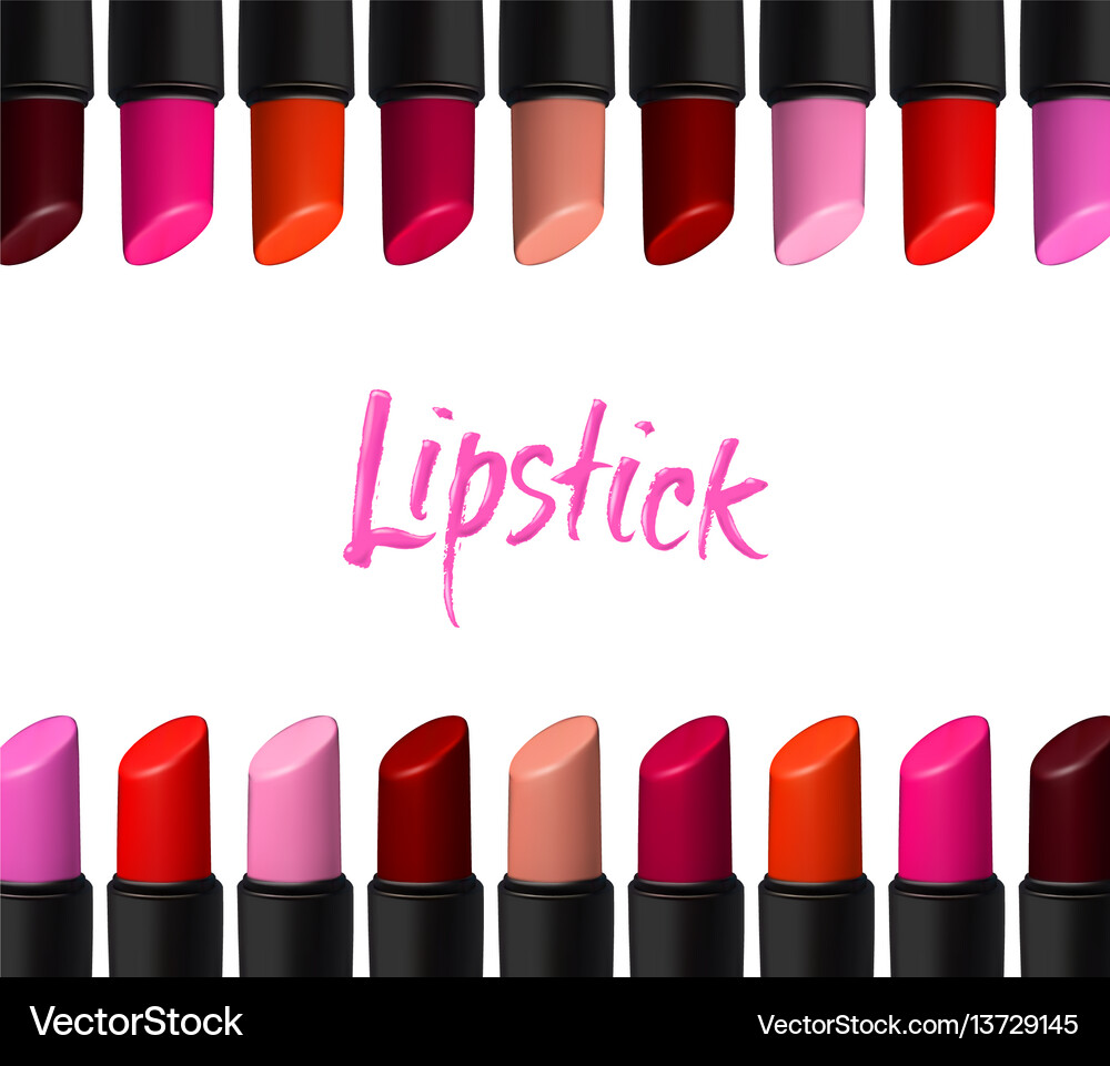 Lipstick border on white background beauty Vector Image