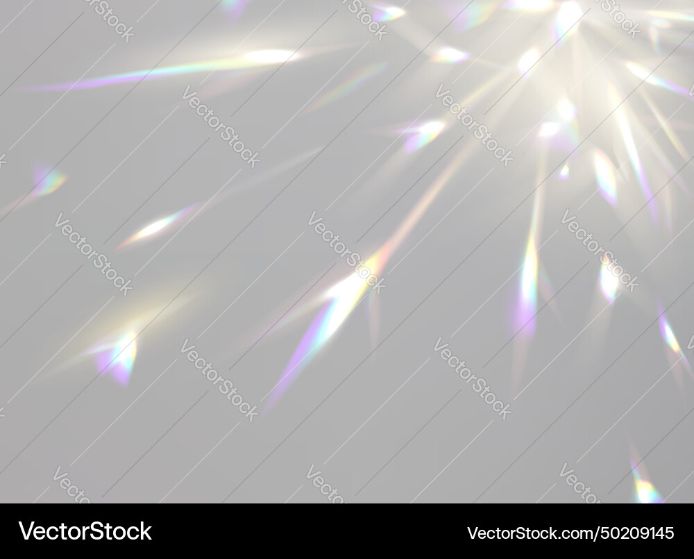 Prism light overlay crystal flares rainbow Vector Image