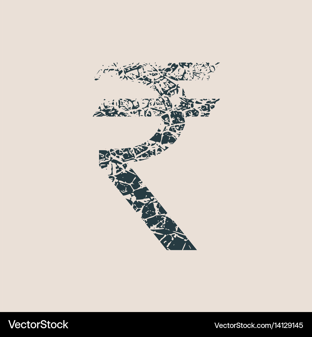 Rupee symbol grunge style icon Royalty Free Vector Image