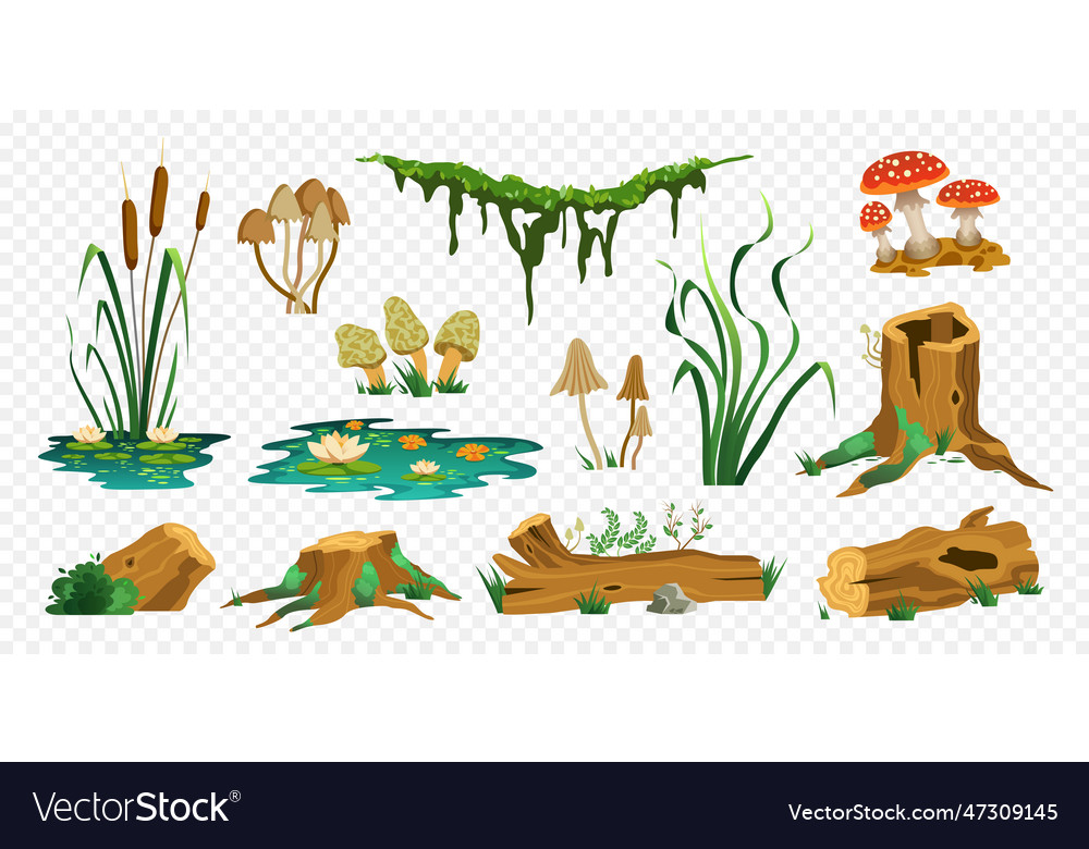 Swamp landscape constructor set Royalty Free Vector Image