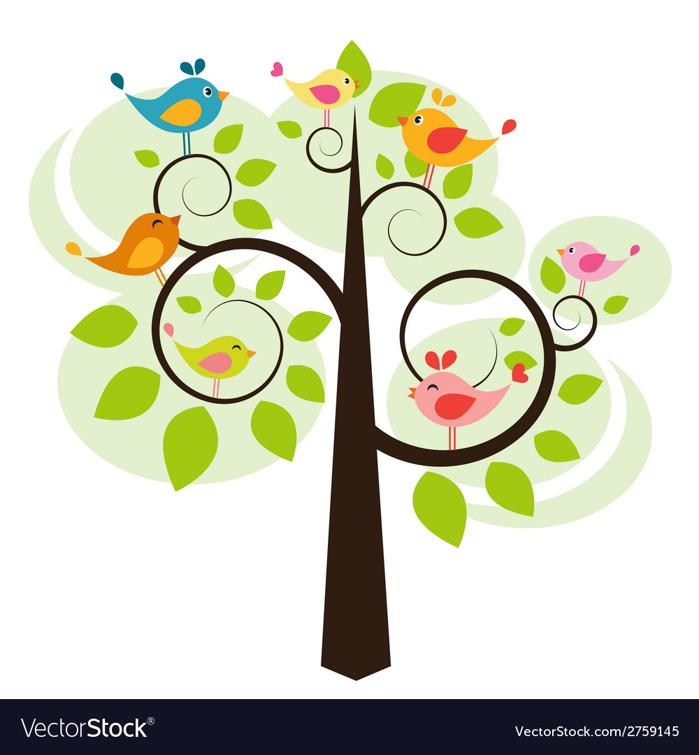 Tree with birds Royalty Free Vector Image - VectorStock