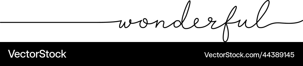 Wonderful word - continuous one line with word Vector Image