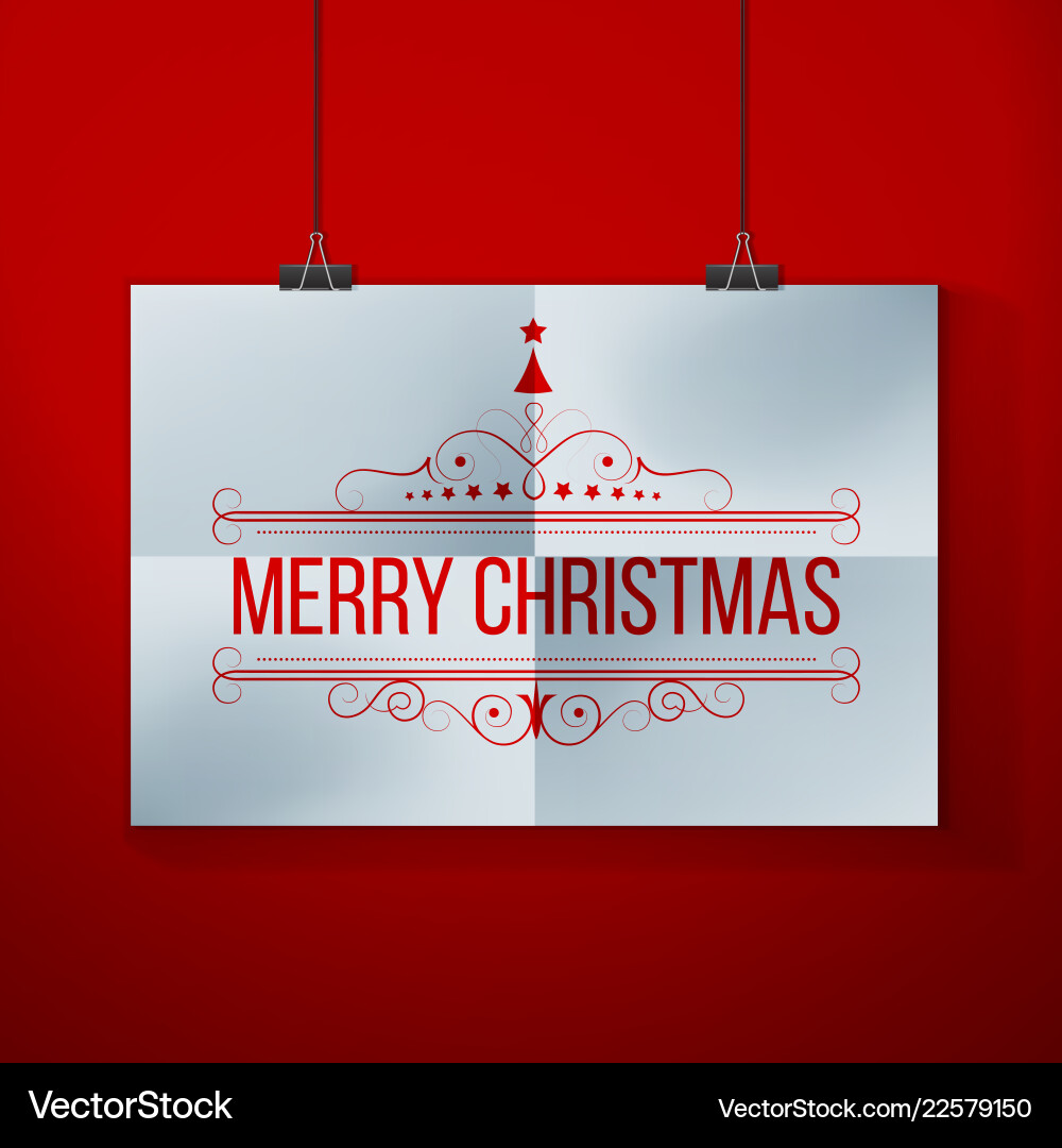 Frame on wall with christmas label Royalty Free Vector Image