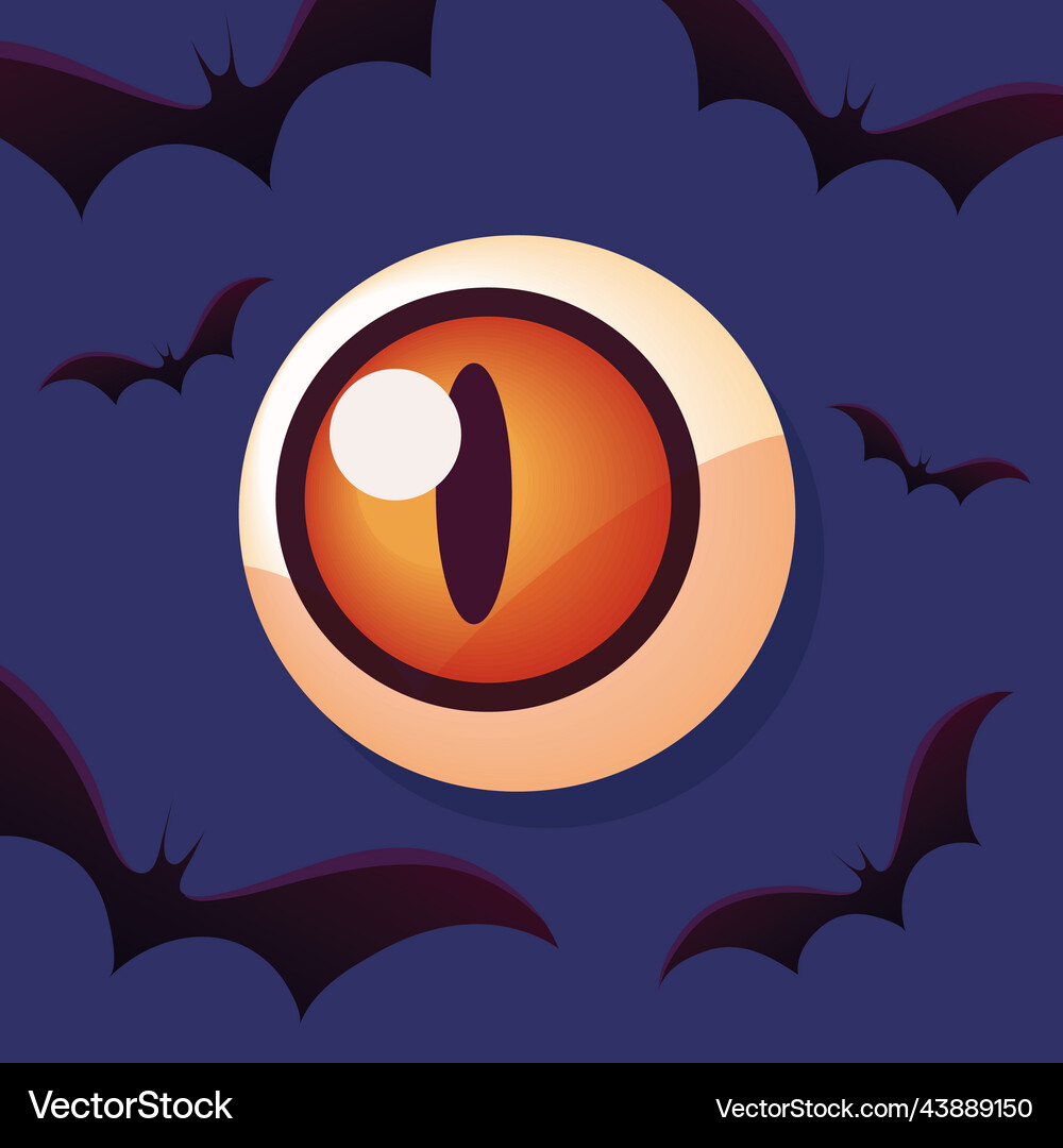 Halloween eyeball and bats Royalty Free Vector Image