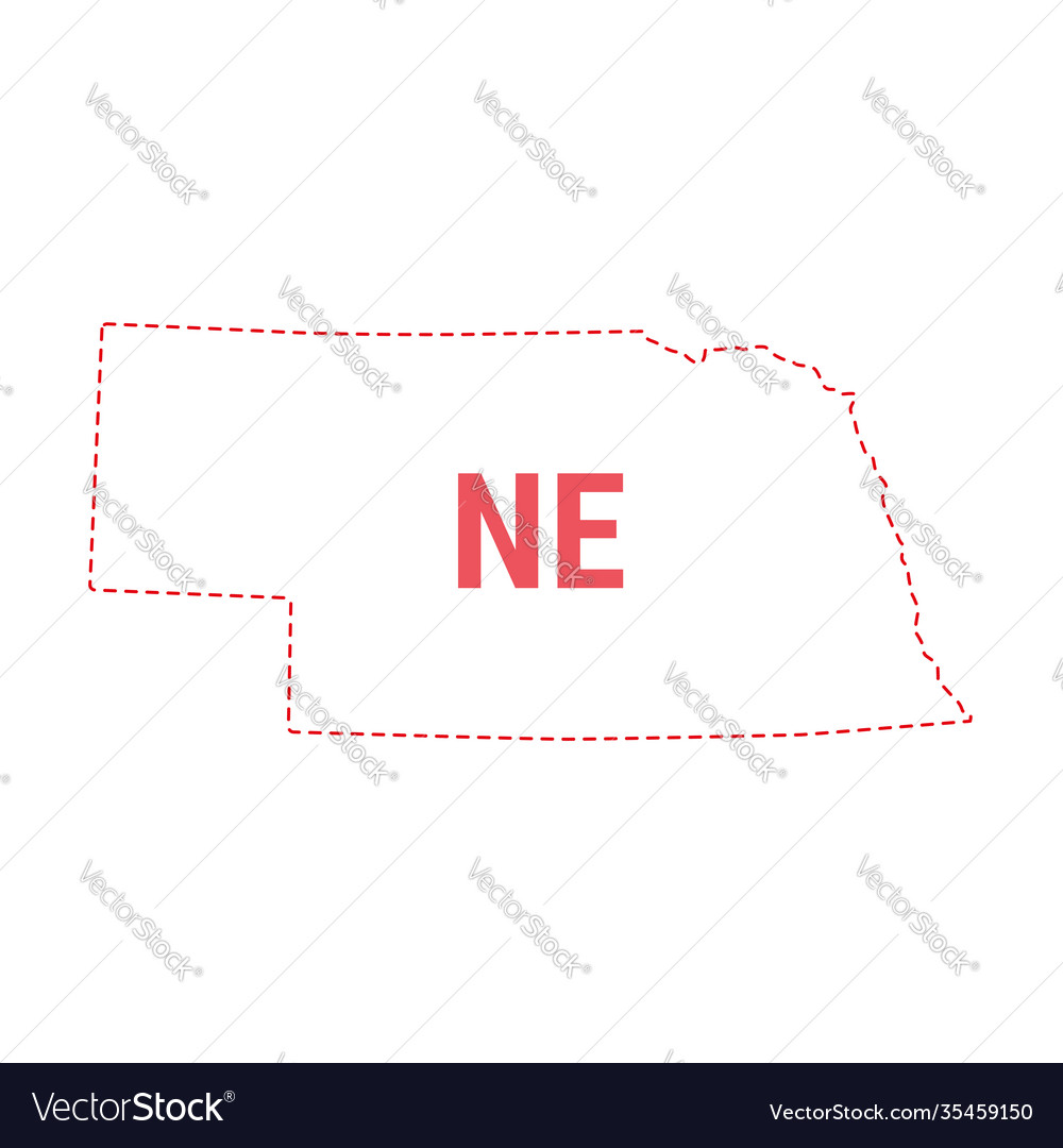 Nebraska us state map outline dotted border Vector Image