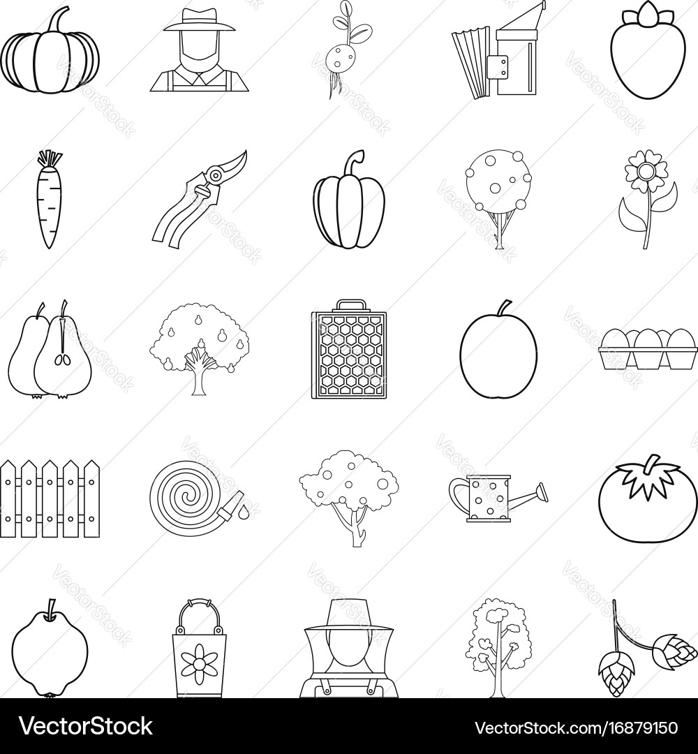 Sector icons set outline style Royalty Free Vector Image