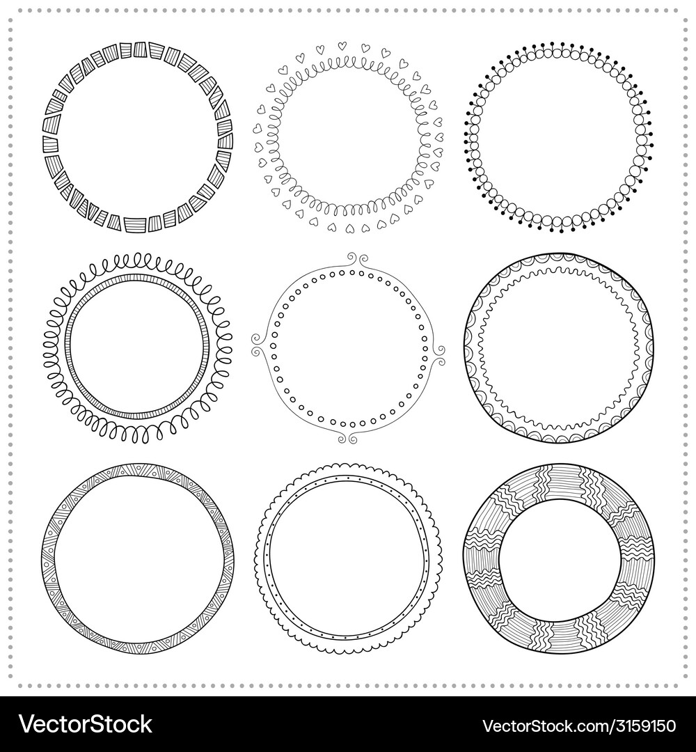 Set of hand drawn doodle frames Royalty Free Vector Image