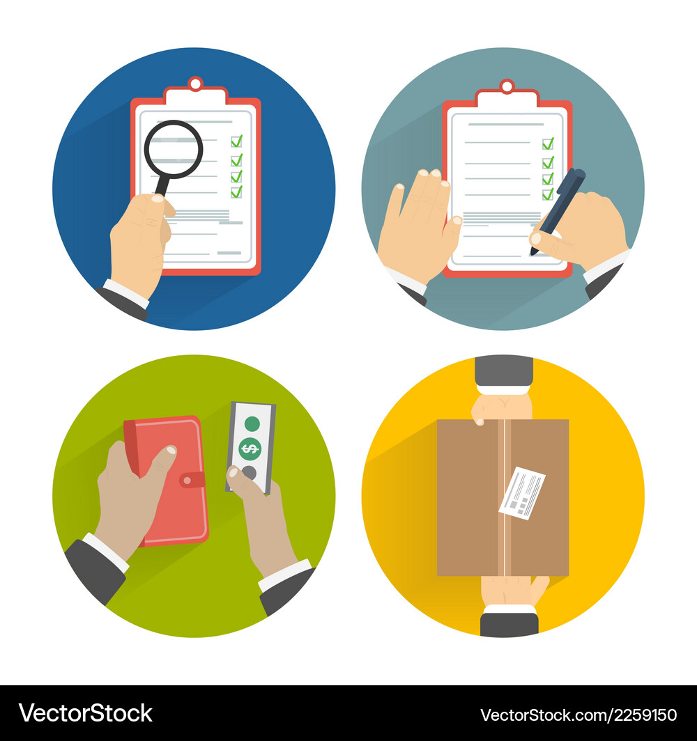 Set of hands clients purchasing Royalty Free Vector Image