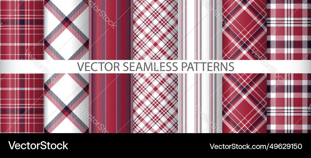 Set plaid texture seamless check fabric tartan Vector Image