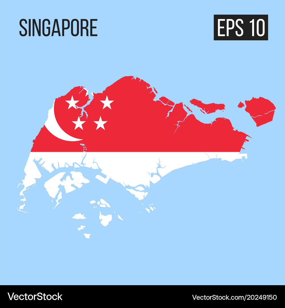 Singapore map border with flag eps10 Royalty Free Vector