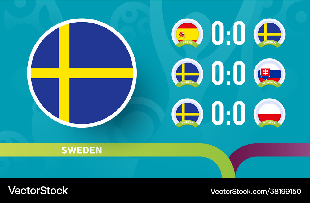 Sweden national team schedule matches Royalty Free Vector