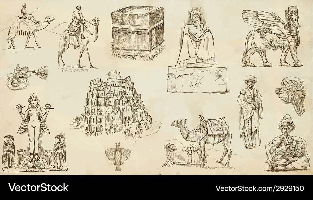 Traveling middle east - an hand drawn pack Vector Image