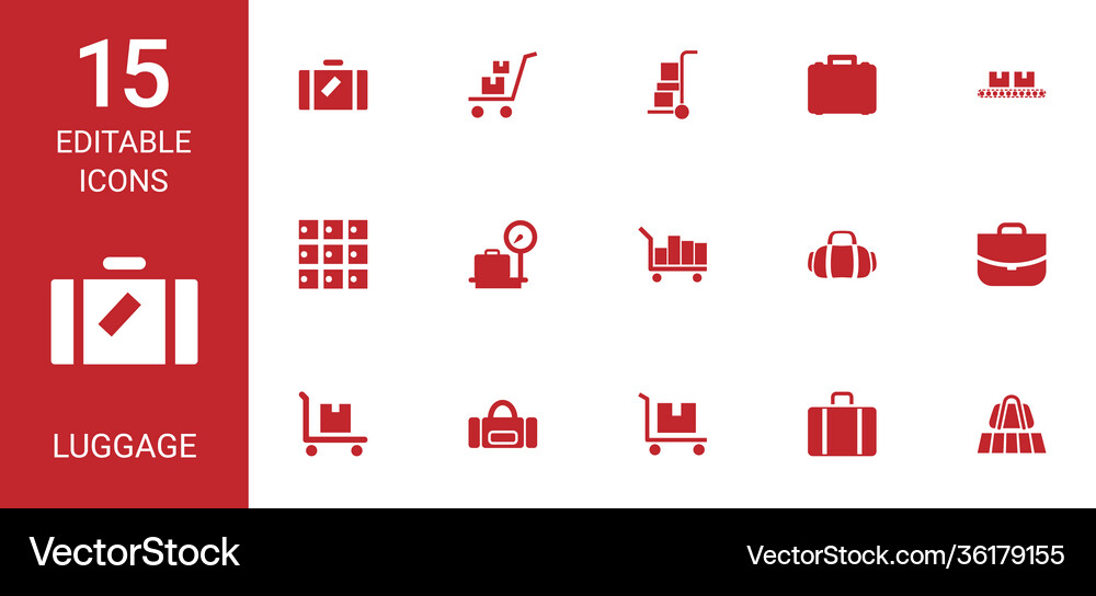 15 luggage icons Royalty Free Vector Image - VectorStock
