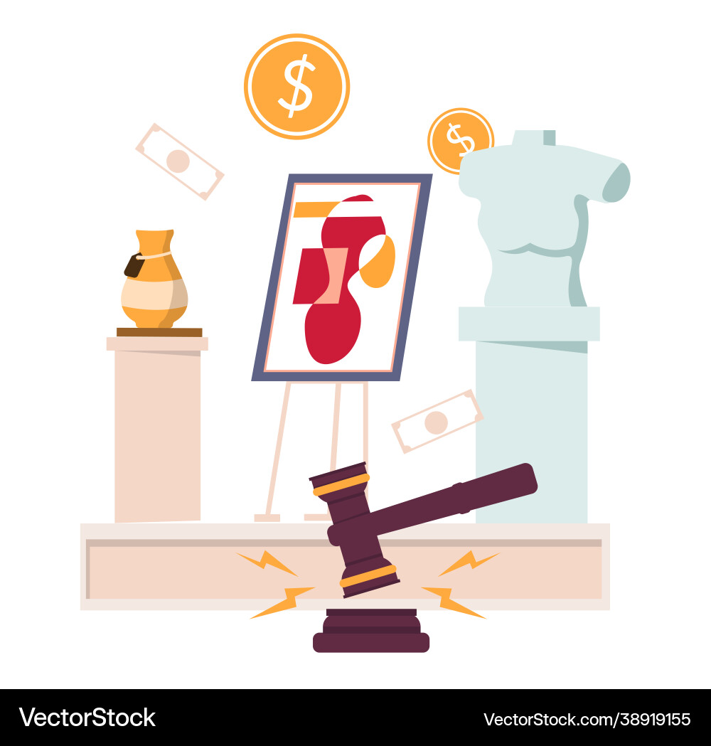 Art auction auction gavel Royalty Free Vector Image