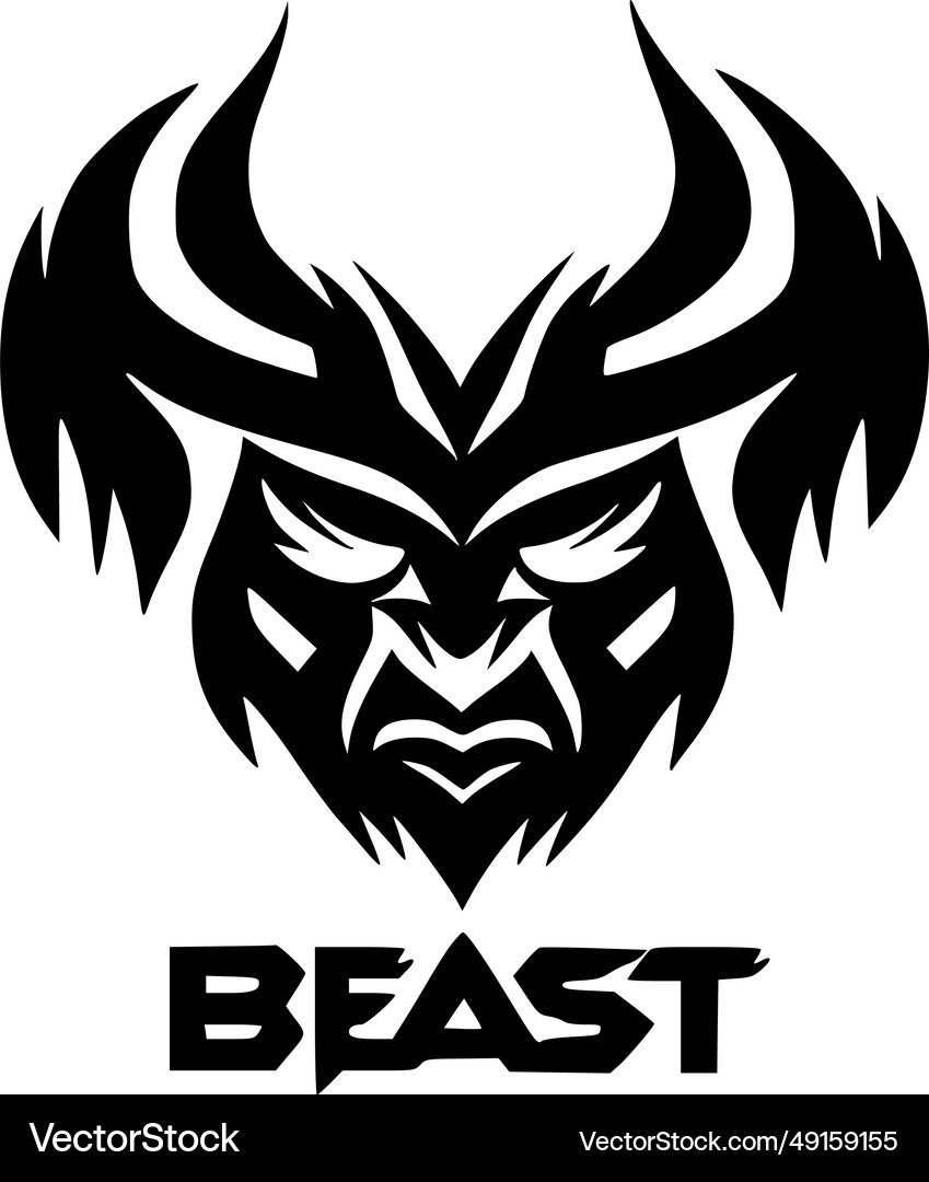 Beast - black and white Royalty Free Vector Image