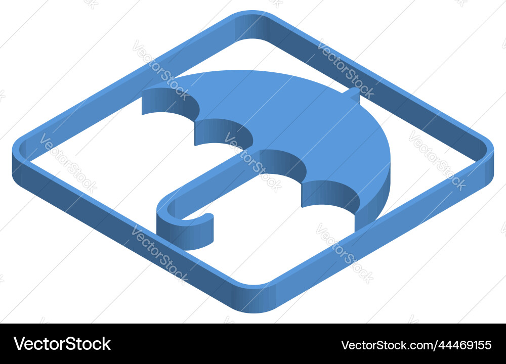 Blue isometric of open umbrella Royalty Free Vector Image