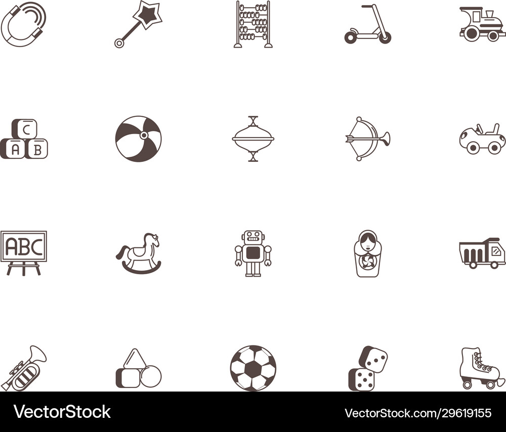 Bundle child toys set icons line style Royalty Free Vector