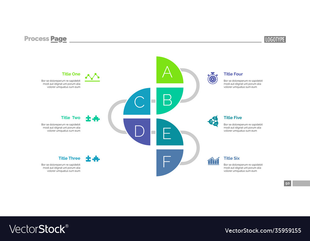 Circle round line chart slide template Royalty Free Vector
