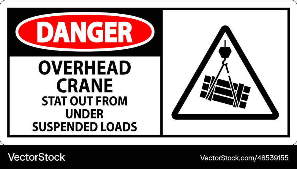 Danger sign overhead crane suspended loads Vector Image