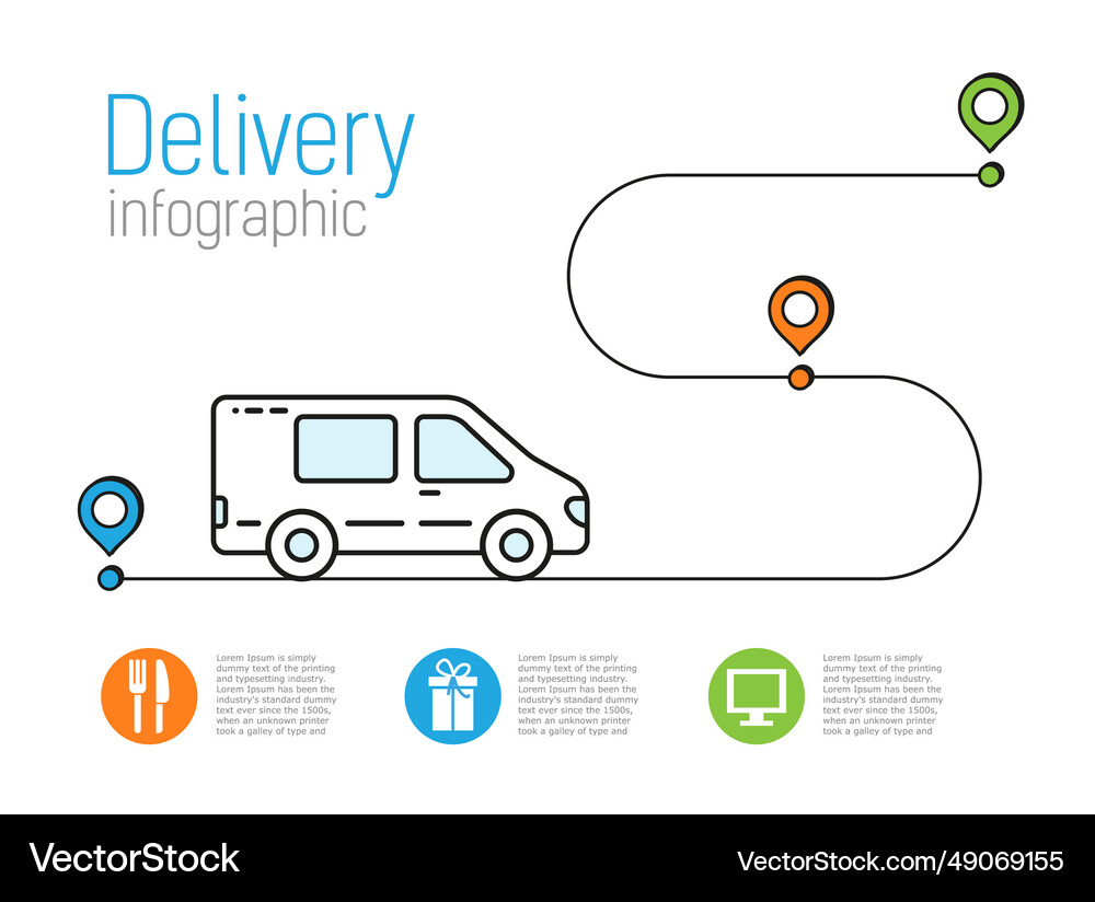 Delivery way bus and map icon blue green Vector Image