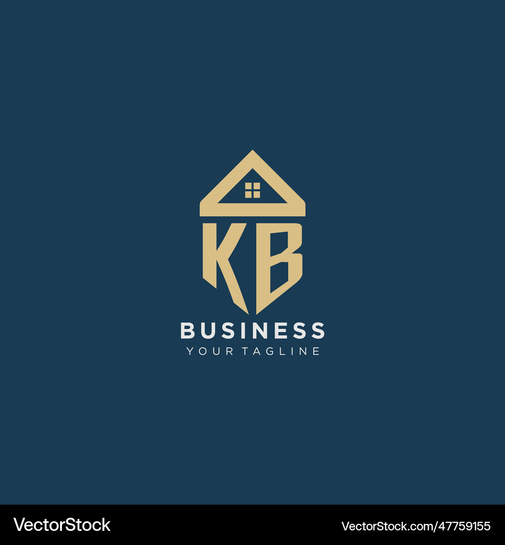 Initial letter kb with simple house roof creative Vector Image