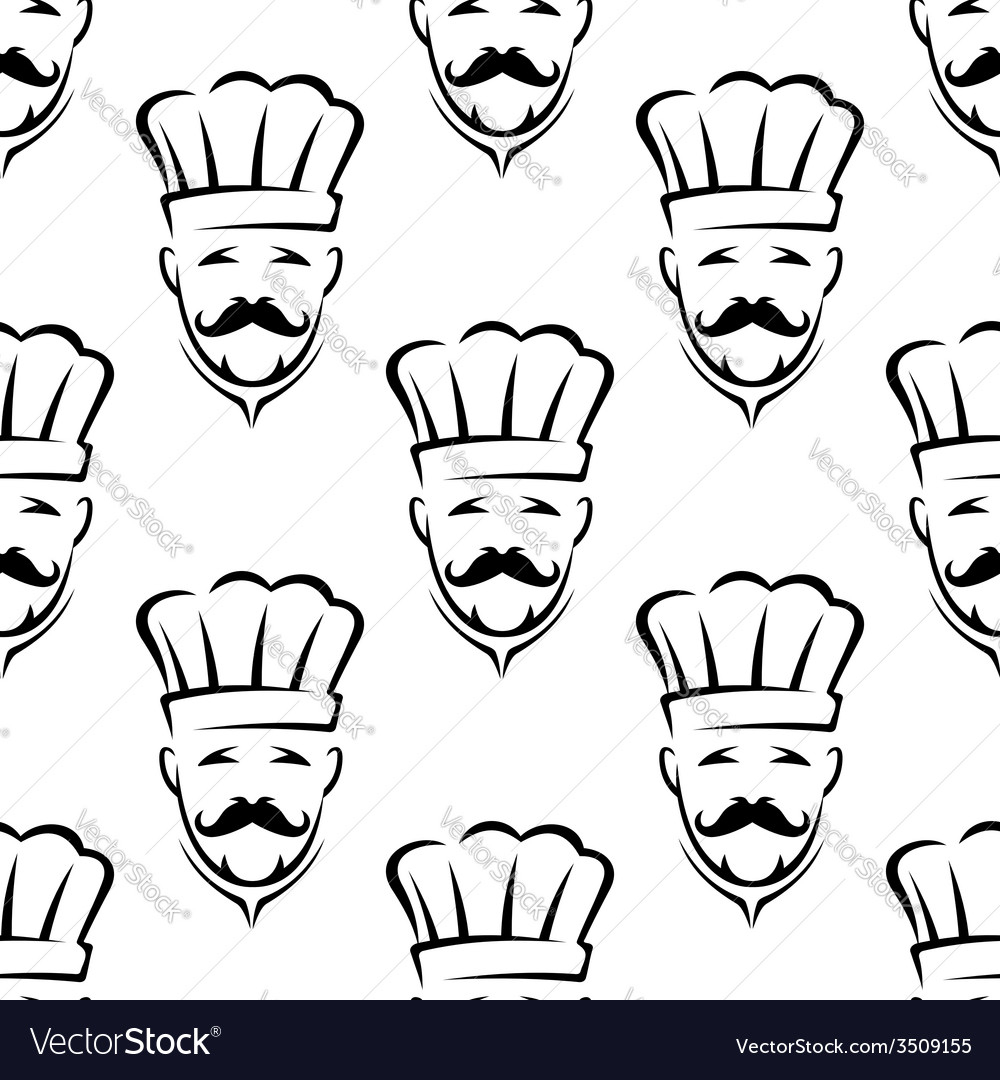 Mustached chef seamless pattern Royalty Free Vector Image