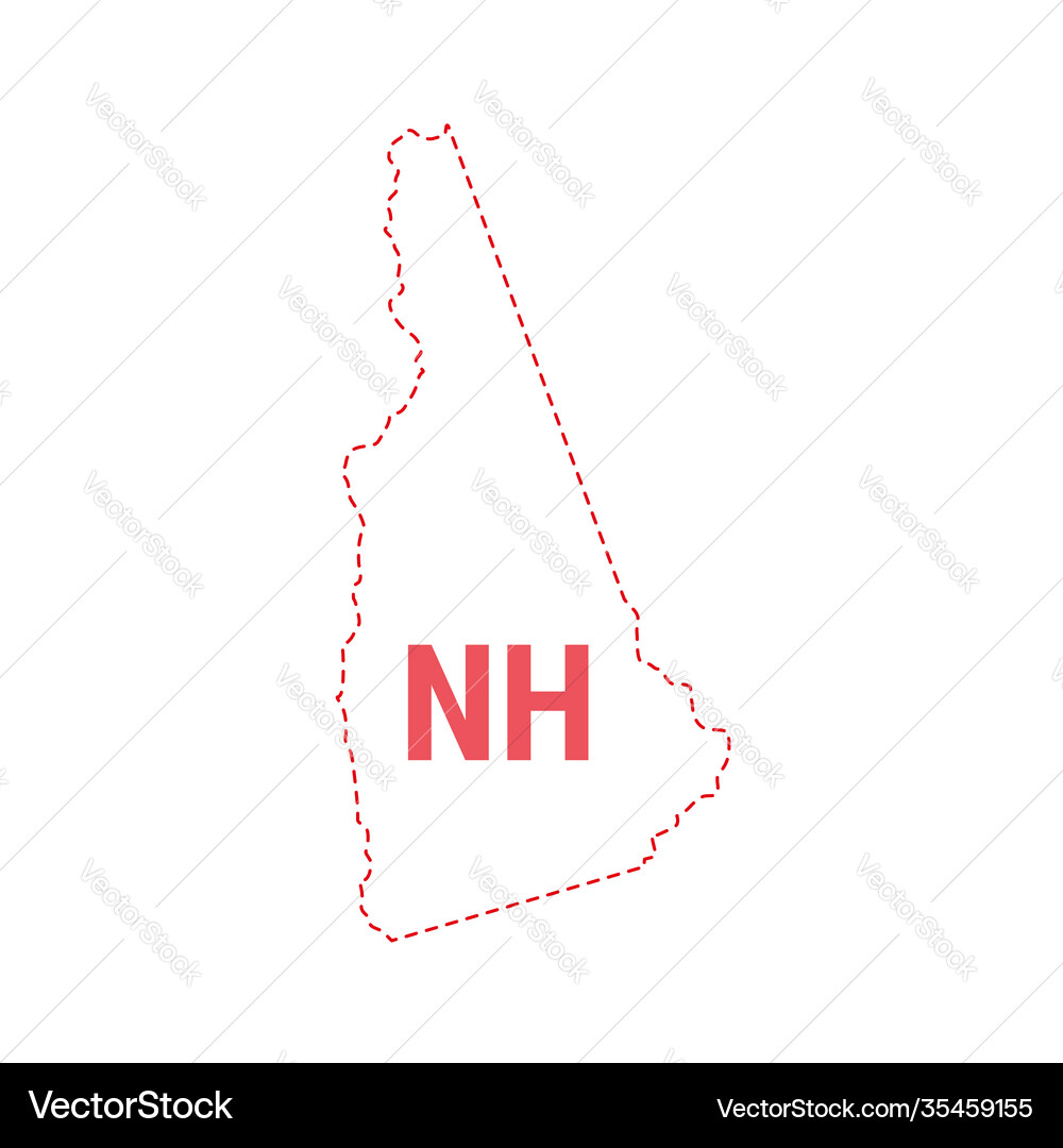New hampshire us state map outline dotted border Vector Image