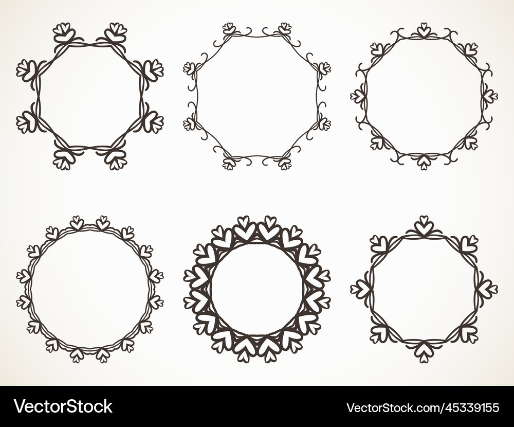 Ornamental calligraphic round frame with heart Vector Image