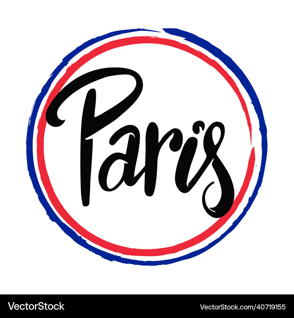 Paris lettering logo inside the circle color Vector Image
