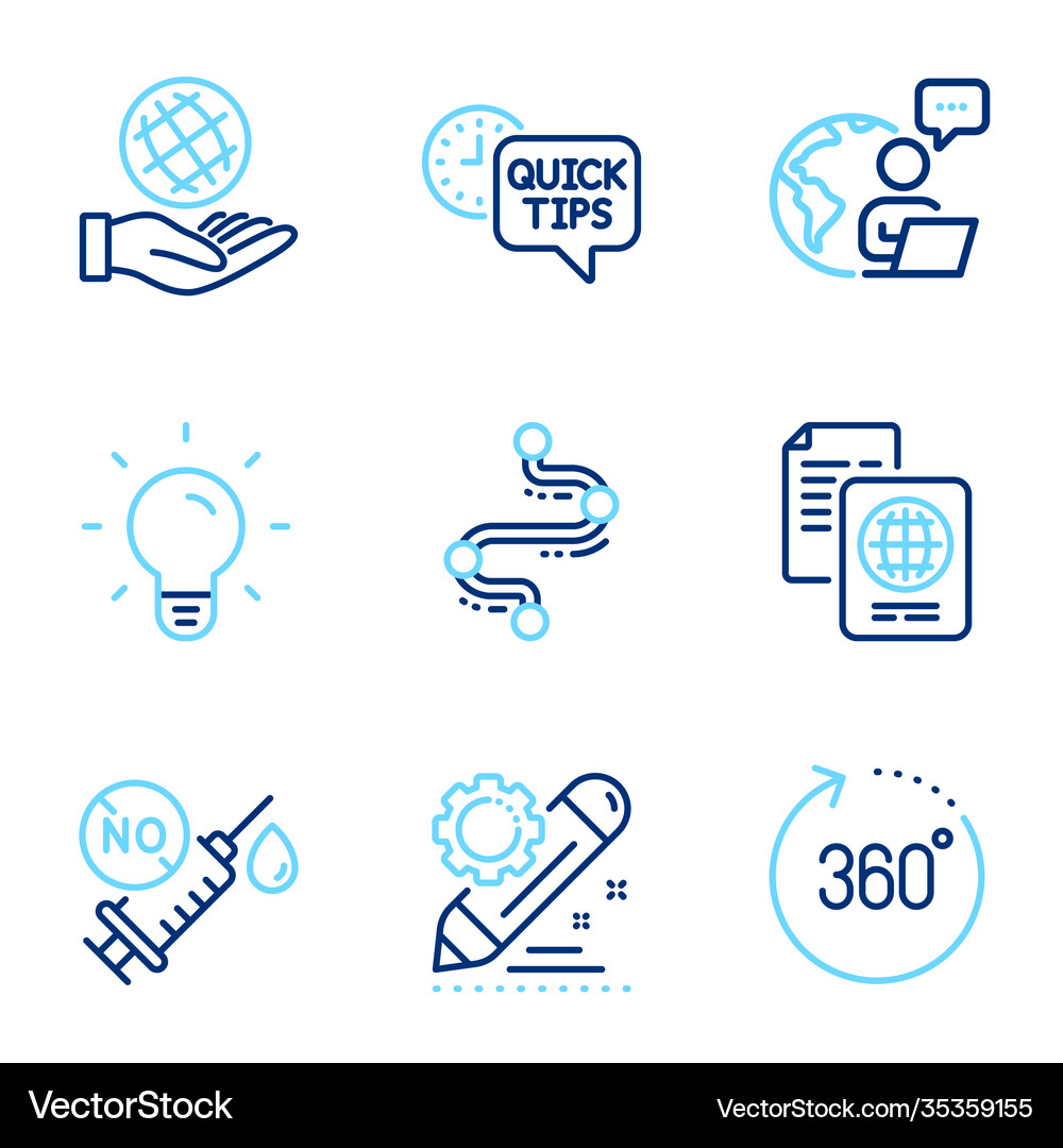 Science icons set included icon as 360 degrees Vector Image