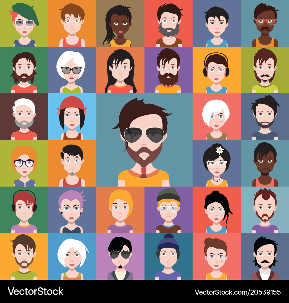 Set of different avatars Royalty Free Vector Image