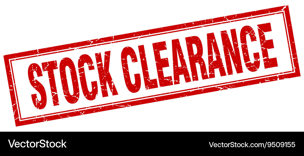 Stock clearance red grunge square stamp on white Vector Image