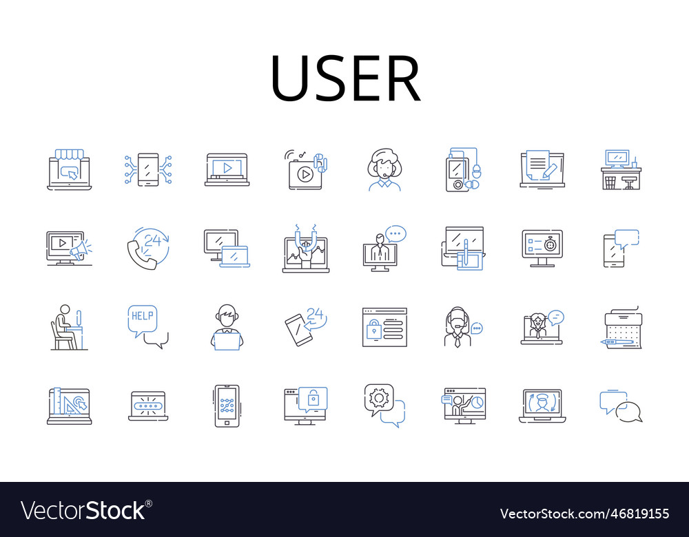 User line icons collection consumer client Vector Image