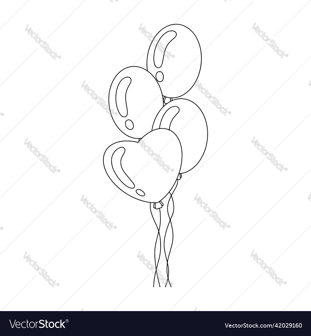 Coloring book page for kids birthday balloons Vector Image