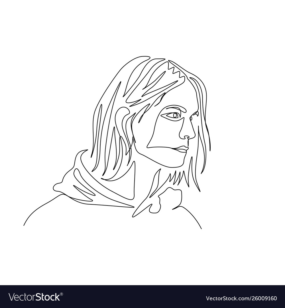 Continuous one line portrait man in hoody Vector Image Continuous one line portrait man in hoody Vector Image