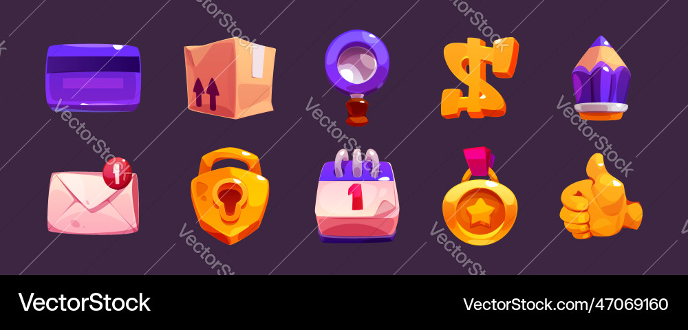 Delivery icon set cartoon game ui element Vector Image