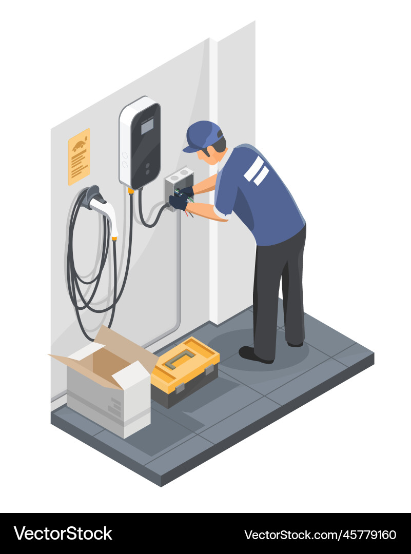 Ev car charger home installation concept Vector Image