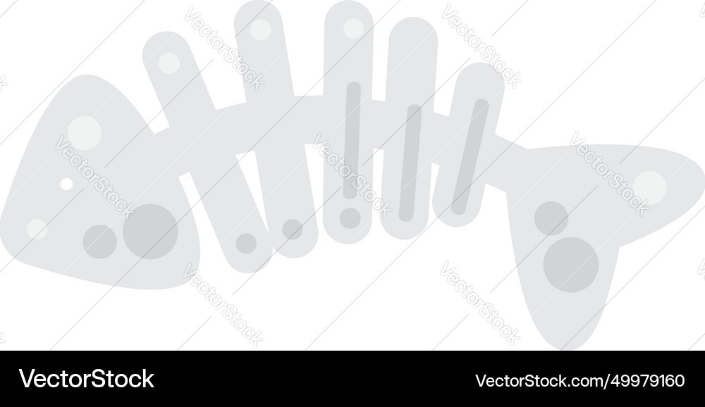 Flat gnawed skeleton bones of fish icon Royalty Free Vector