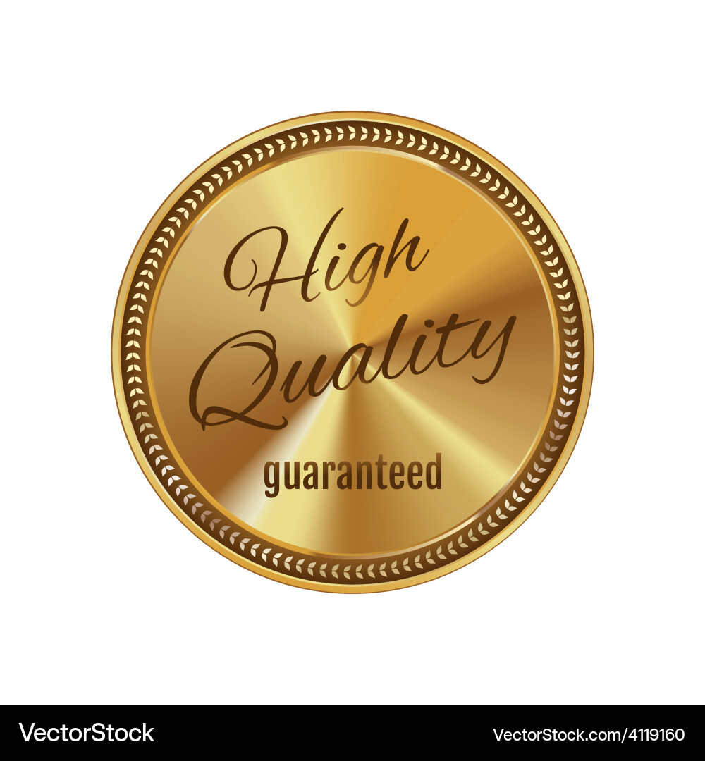 Golden badge high quality Royalty Free Vector Image