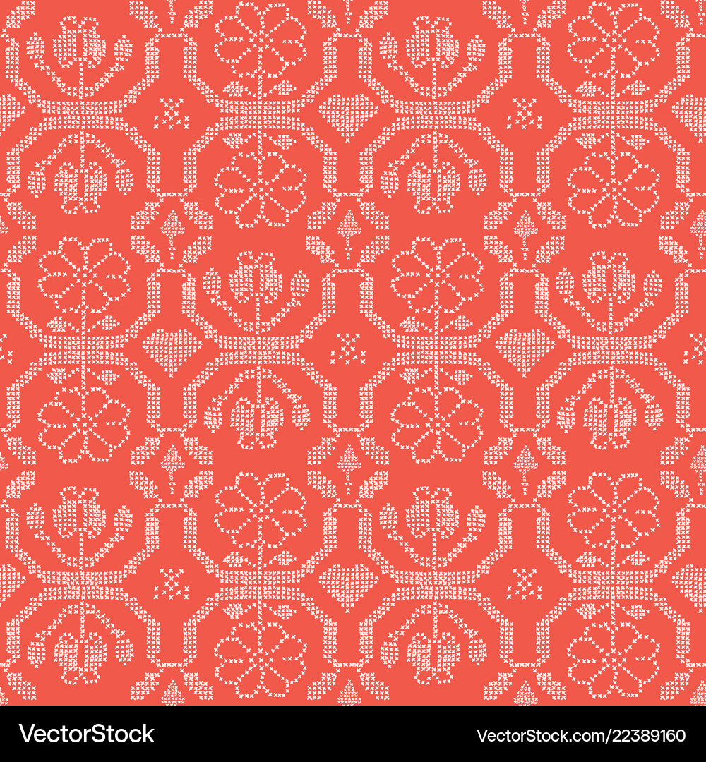 Hand drawn embroidery sampler stitches seamless Vector Image