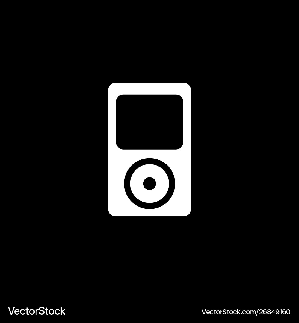 Music player icon on black background flat Vector Image